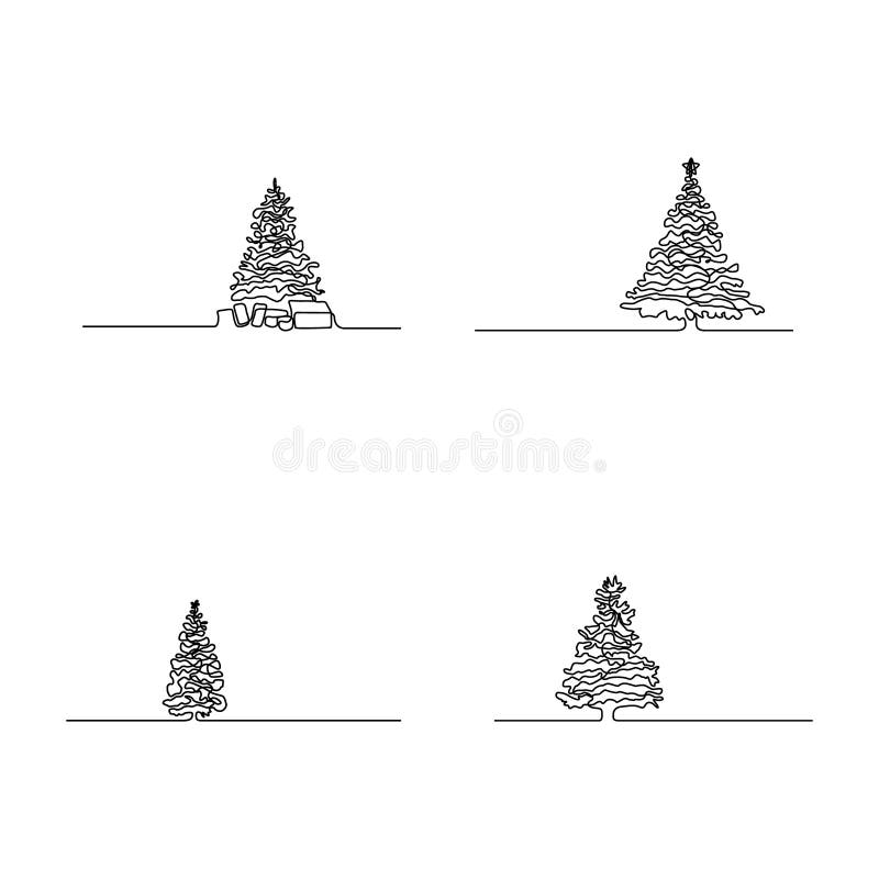 Continuous Line Christmas Tree Stock Illustrations – 1,048 Continuous ...