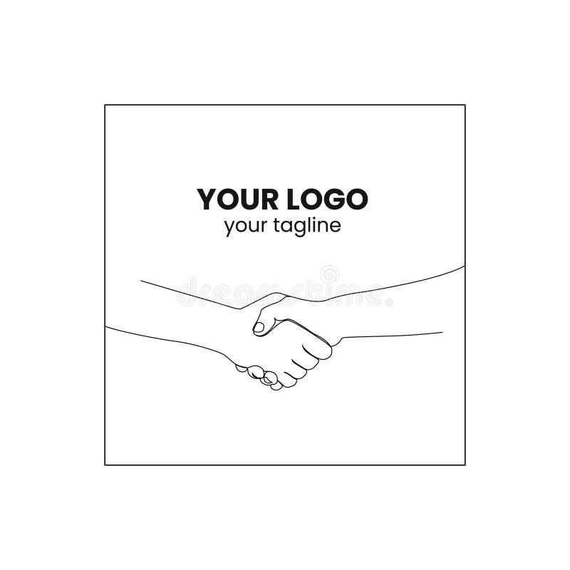 Continuous Line Shake Hand Logo Design Stock Vector - Illustration of ...