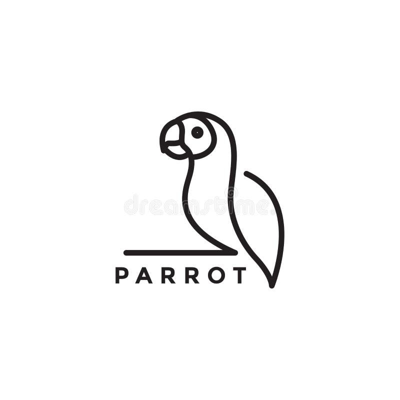 Simple Parrot Logo, Symbol Template Design Drawing Stock Vector ...