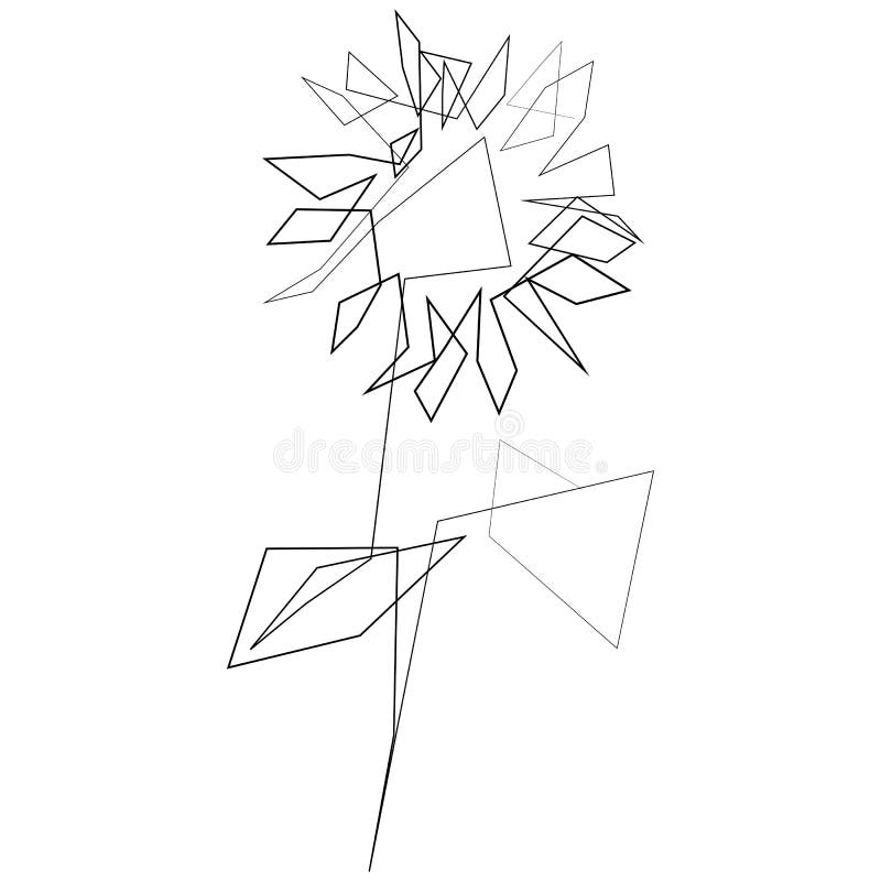 Continuous Line Sunflower Logo. Geometric Sunflower Single Line Vector ...