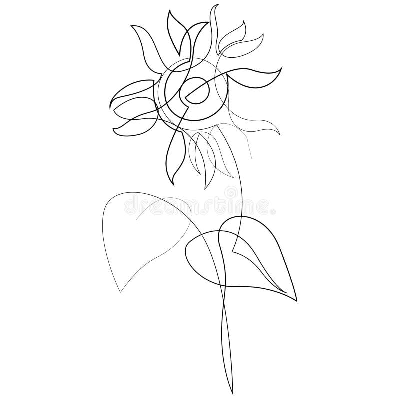 Continuous Line Sunflower Stock Illustrations – 159 Continuous Line ...