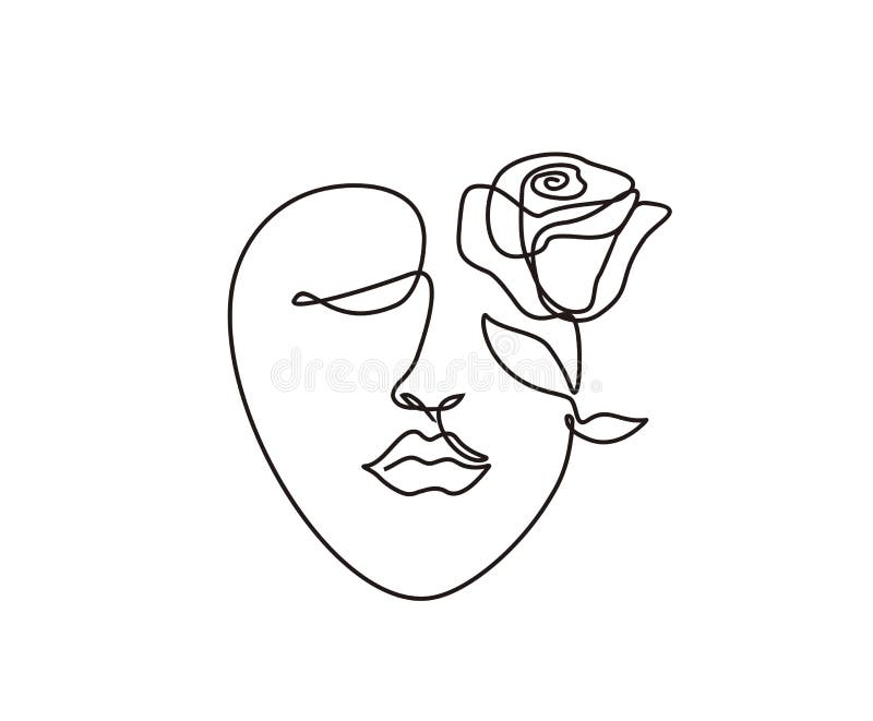Surreal Faces Continuous Line Drawing , Abstract Minimal Woman Portrait ...