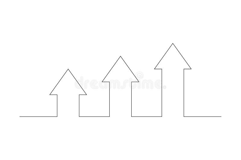 Continuous Line of Three Arrows. Arrows Up, Isolated on White ...