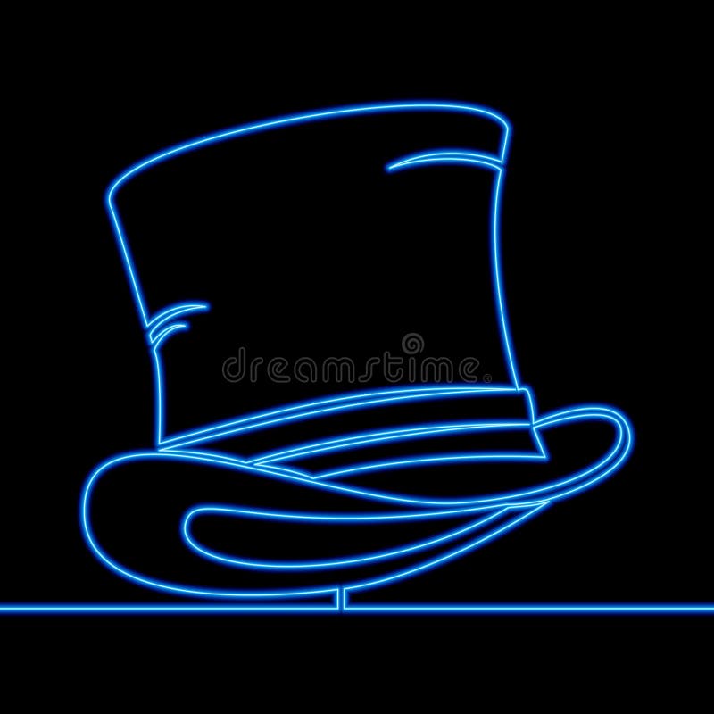 Continuous Line Top Hat Gentlemen Neon Concept Stock Vector ...