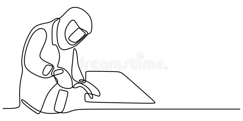 Continuous Line Vector Art of a Welder Showcasing the Skill and Focus ...