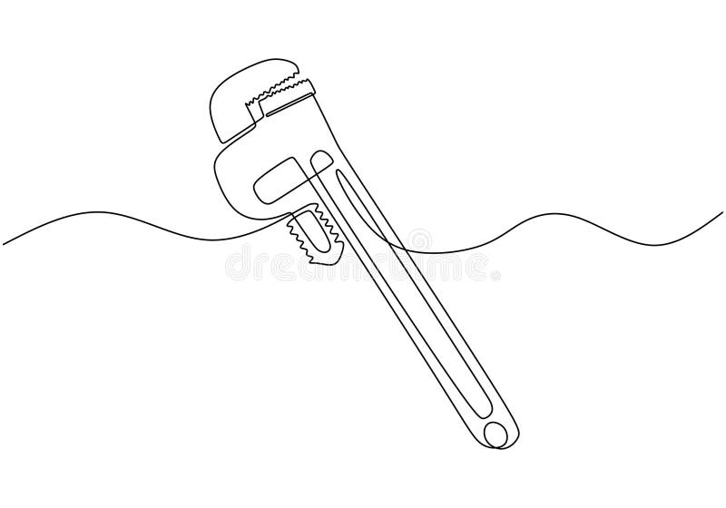 Continuous Line Vector Design of a Wrench Spanner Tool Illustration ...