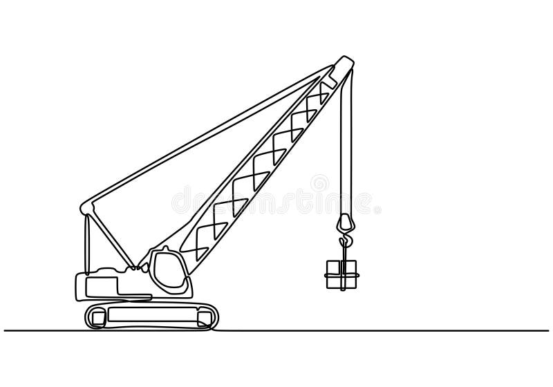 Continuous Line Vector Illustration of a Crane Construction Vehicle ...