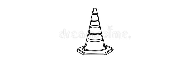 Continuous Line Vector Illustration Design Traffic Cone Stock Vector ...