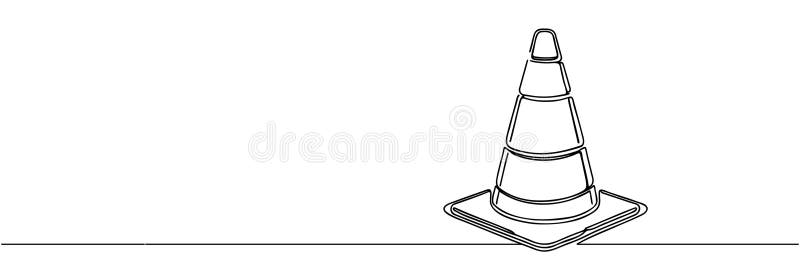 Continuous Line Vector Illustration Design Traffic Cone Stock ...