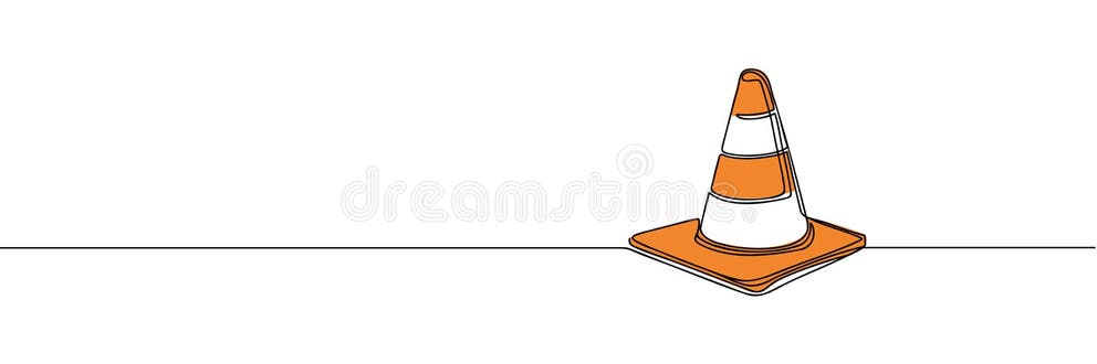 Continuous Line Vector Illustration Design Traffic Cone Stock Vector ...