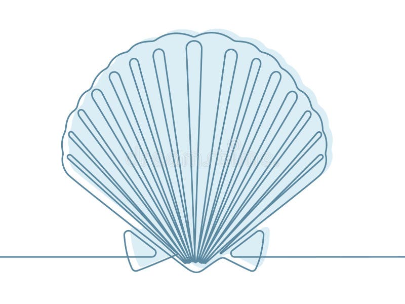 Seashell, Continuous One Line Drawing. Vector Minimalist Linear ...