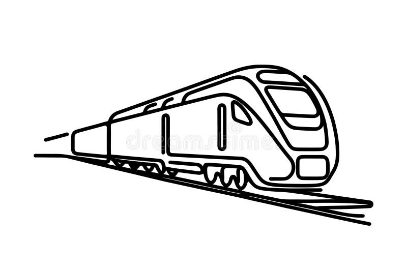 Continuous Line Vector Illustration of a Railway Track. One Line Train ...