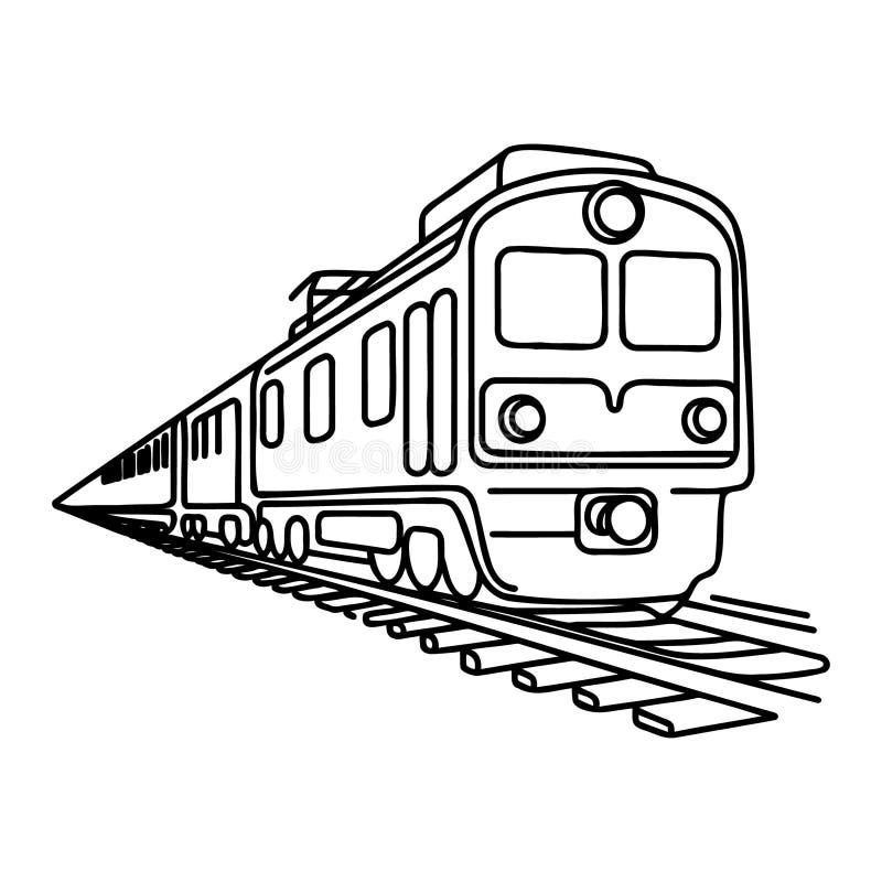 Continuous Line Vector Illustration of a Railway Track. One Line Train ...