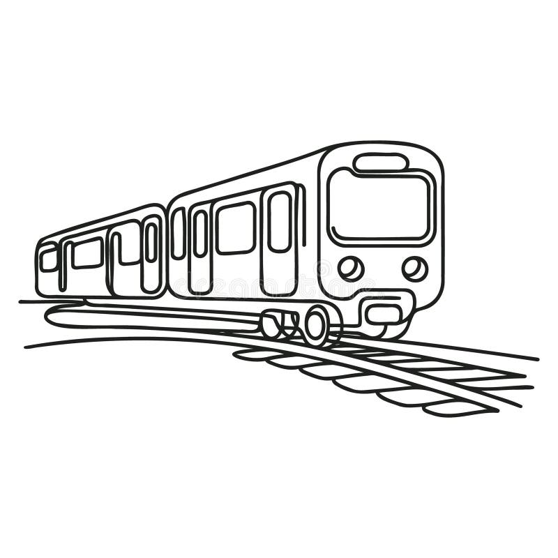 Continuous Line Vector Illustration of a Railway Track. One Line Train ...