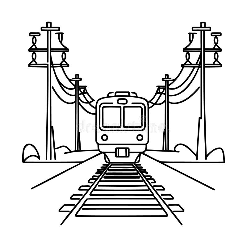 Continuous Line Vector Illustration of a Railway Track. One Line Train ...