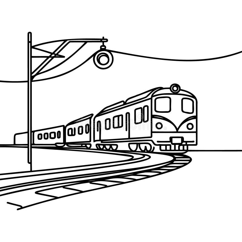 Continuous Line Vector Illustration of a Railway Track. One Line Train ...
