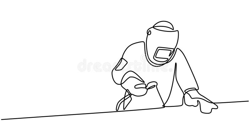Continuous Line Vector Illustration of a Welder for Modern Welding ...