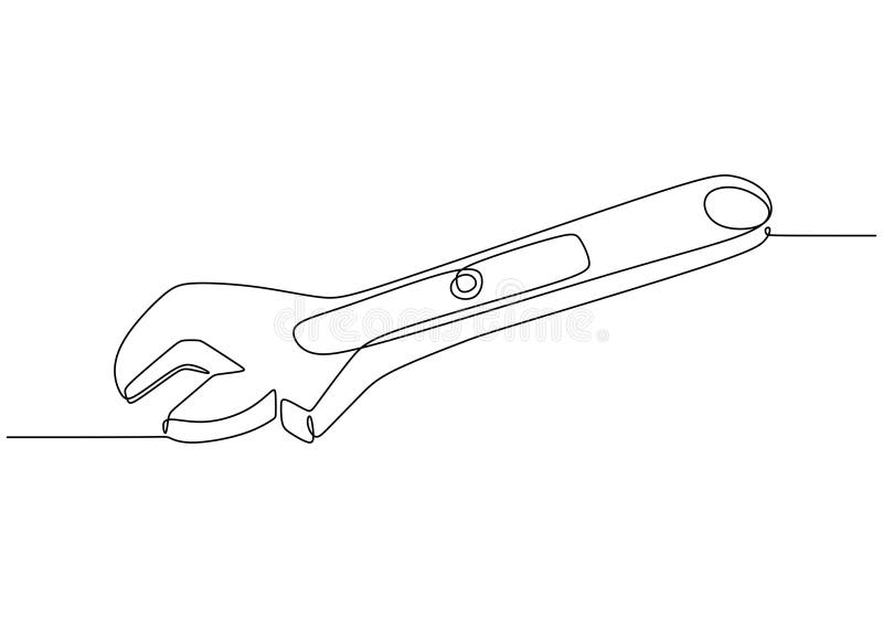 Continuous Line Vector Illustration of a Wrench Design Stock Vector ...