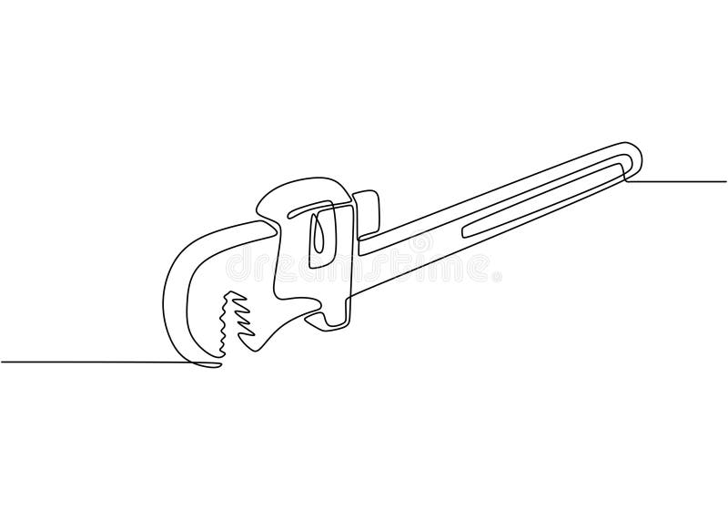 Continuous Line Vector Illustration of a Wrench Spanner Stock Vector ...