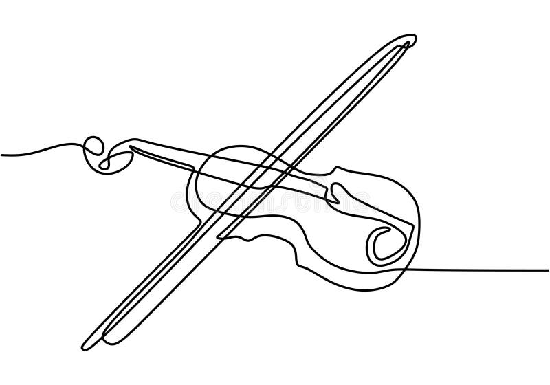 Continuous Line Violin Instrument. Music Classical for Melody and ...