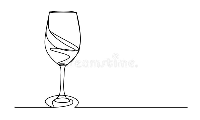 Continuous line wine glass stock vector. Illustration of design - 238534628