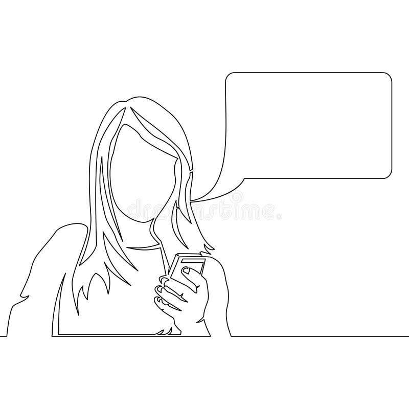 Continuous Line Woman Chatting on the Phone Stock Vector - Illustration ...