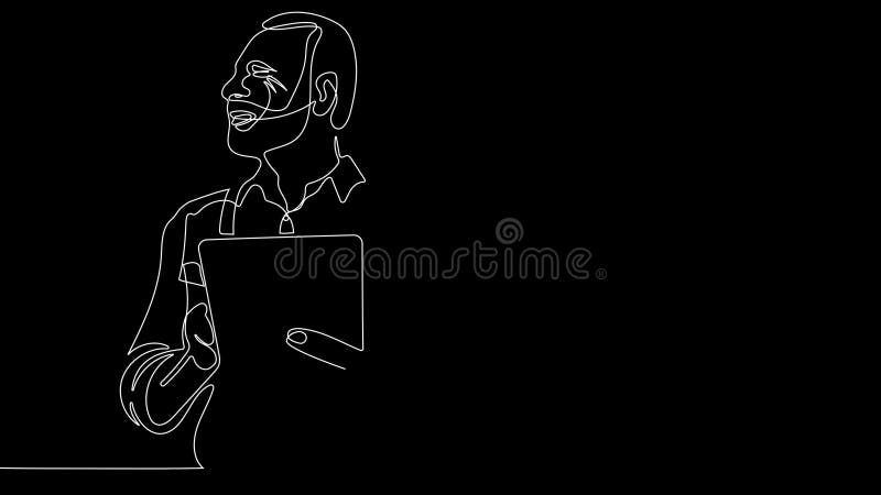 Continuous Line of Worker Talking with Manager Stock Video - Video of ...