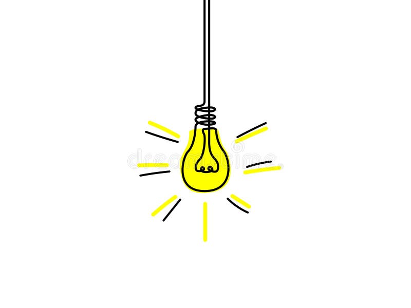 Continuous Line Yellow Light Bulb, Idea Concept. Vector Illustration ...