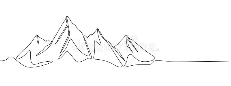Continuous Linear Drawing of Abstract Landscape on a Mountain Range ...