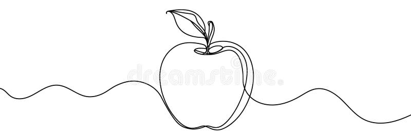Continuous Linear Drawing of Apple. One Line Drawing Apple. Apple in ...