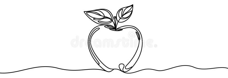 Continuous Linear Drawing of Apple. One Line Drawing Apple. Apple in ...