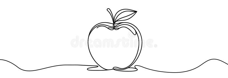 Continuous Linear Drawing of Apple. One Line Drawing Apple. Apple in ...