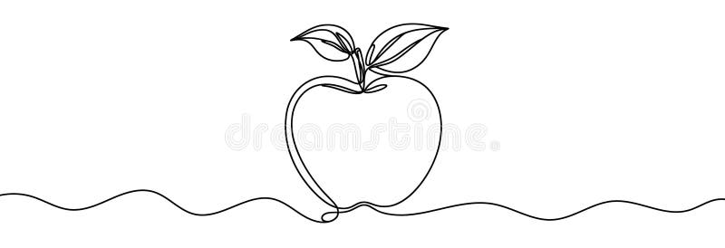 Continuous Linear Drawing of Apple. One Line Drawing Apple. Apple in ...