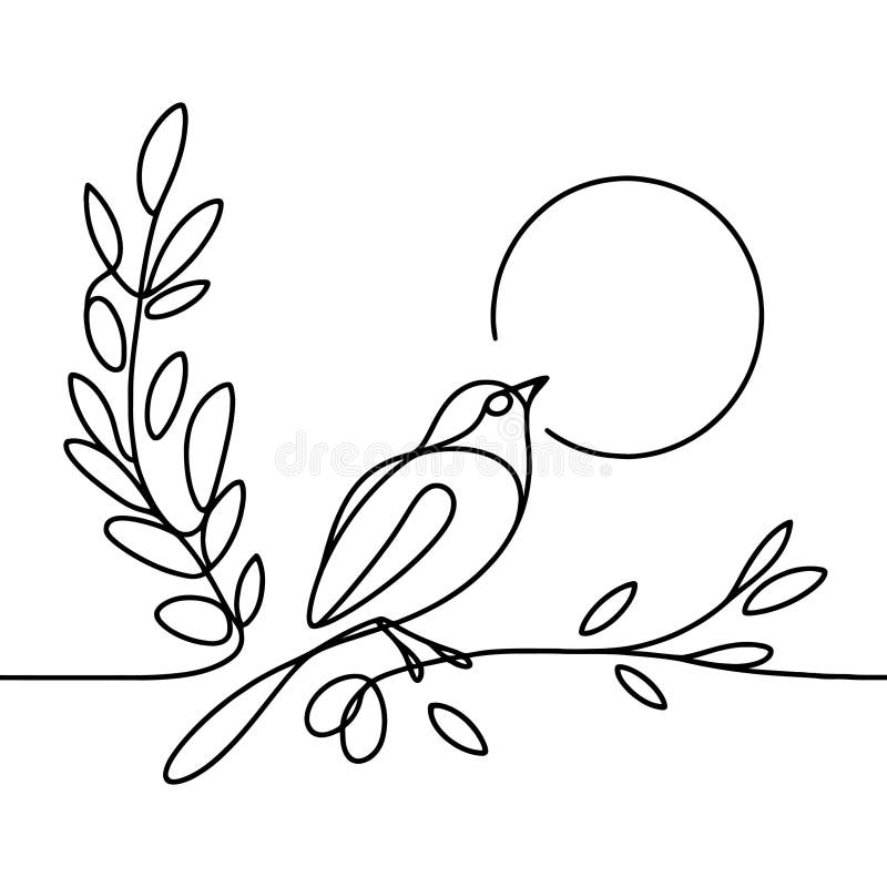 Continuous Linear Drawing of Bird. One Line Drawing Bird. Bird in One ...