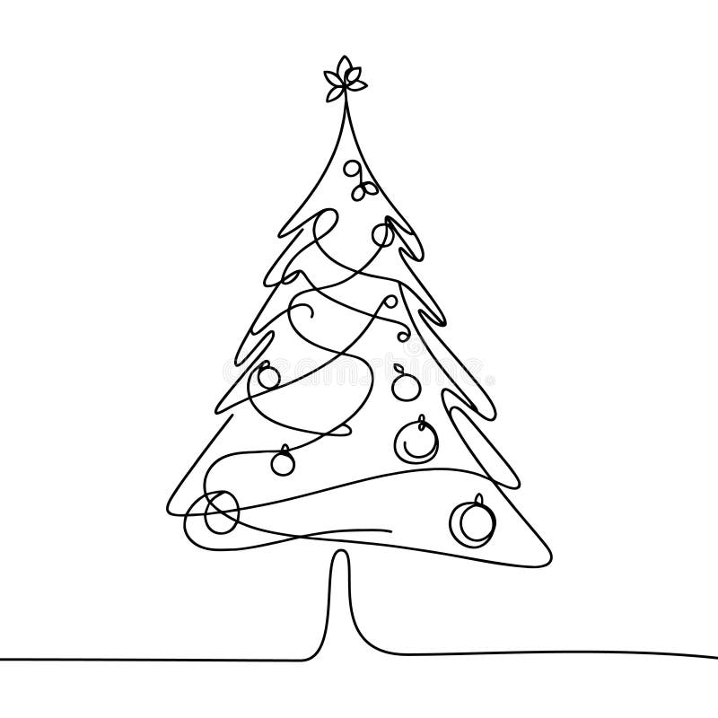 Continuous Linear Drawing of Christmas Tree. One Line Drawing Christmas ... Continuous Linear Drawing of Christmas Tree. One Line Drawing Christmas ...