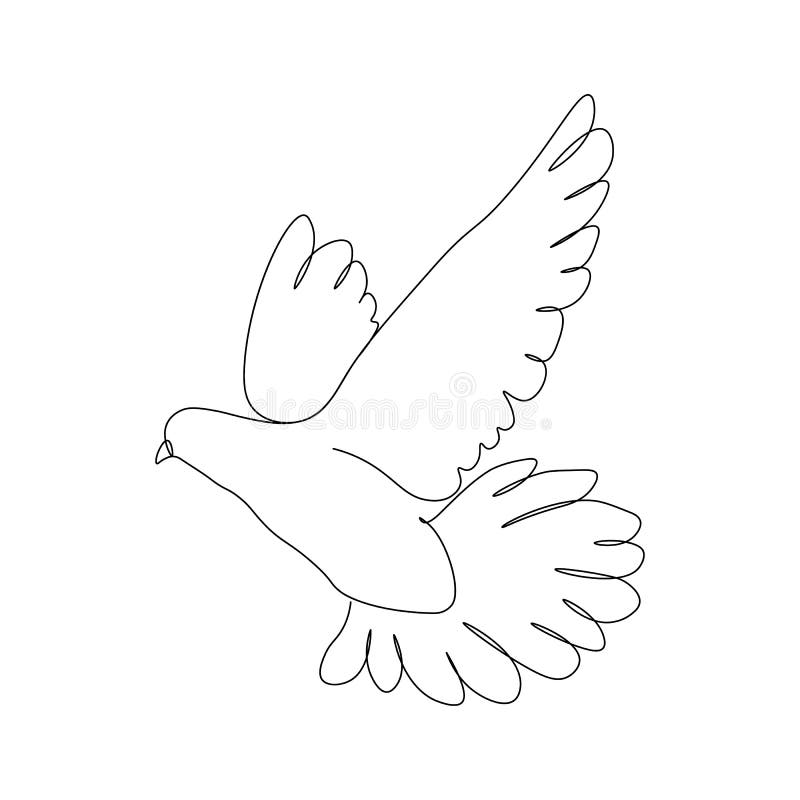 Continuous Linear Drawing of a Dove, a Symbol of Love and Peace. Vector ...