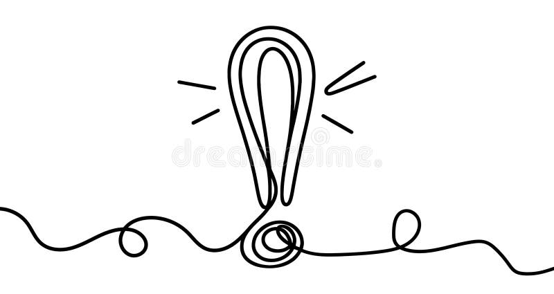 Continuous Linear Drawing of Exclamation Mark. One Line Drawing ...