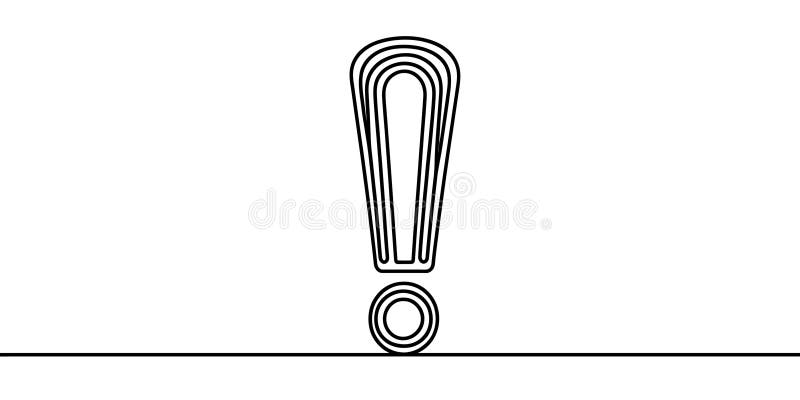 Continuous Linear Drawing of Exclamation Mark. One Line Drawing ...