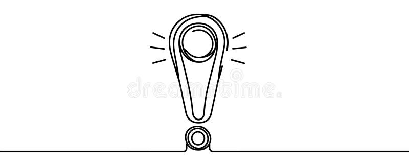 Continuous Linear Drawing of Exclamation Mark. One Line Drawing ...