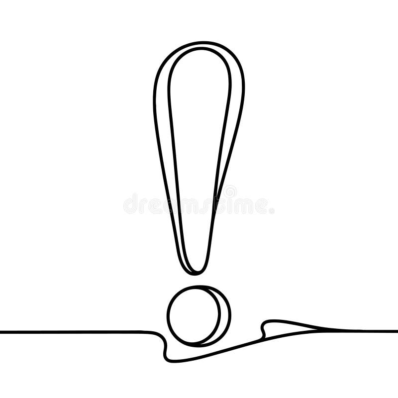 Continuous Linear Drawing of Exclamation Mark. Single-line Drawing of ...