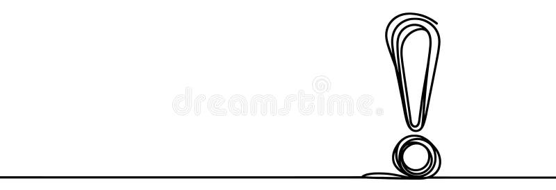 Continuous Linear Drawing of Exclamation Mark. Single-line Drawing of ...