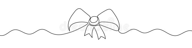 Continuous Linear Drawing of Gift Bow. One Line Drawing Background ...