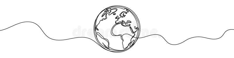 Continuous Linear Drawing of the Globe. Single-line Drawing of the ...