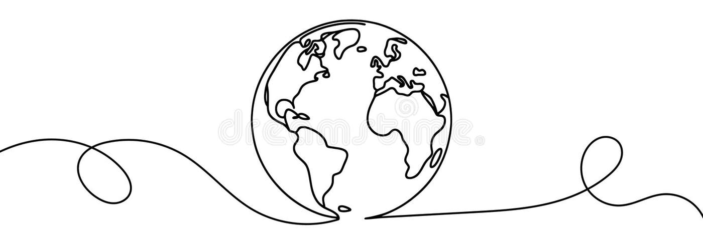 One Single Line Drawing Earth Stock Illustrations – 1,014 One Single ...