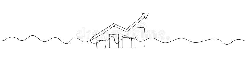 Continuous Linear Drawing of Growing Graph. Business Chart with Up ...