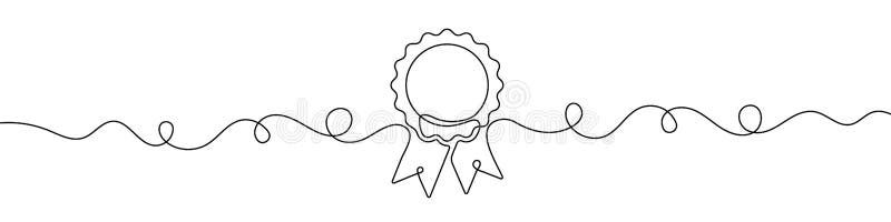 Continuous Linear Drawing of Medal. Single Line Drawing of Award Win ...