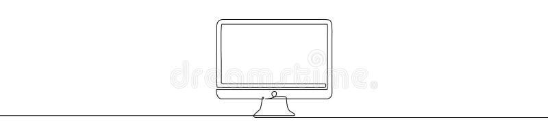 Continuous Linear Drawing of Monitor. Single Line Drawing of Monitor ...