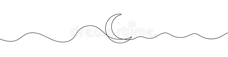 Continuous Linear Drawing of Moon Icon. One Line Drawing Background ...
