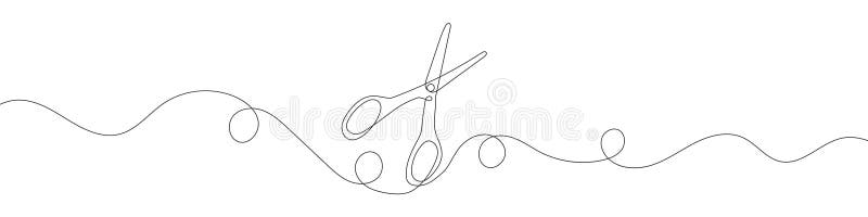 Continuous Linear Drawing of Scissors. Single Line Drawing of Scissors ...