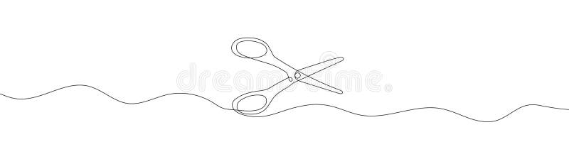 Continuous Linear Drawing of Scissors. Single Line Drawing of Scissors ...